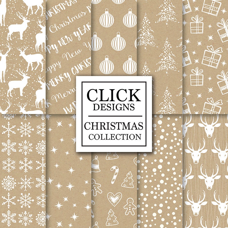 Christmas Digital Paper: christmas Kraft Scrapbook | Etsy