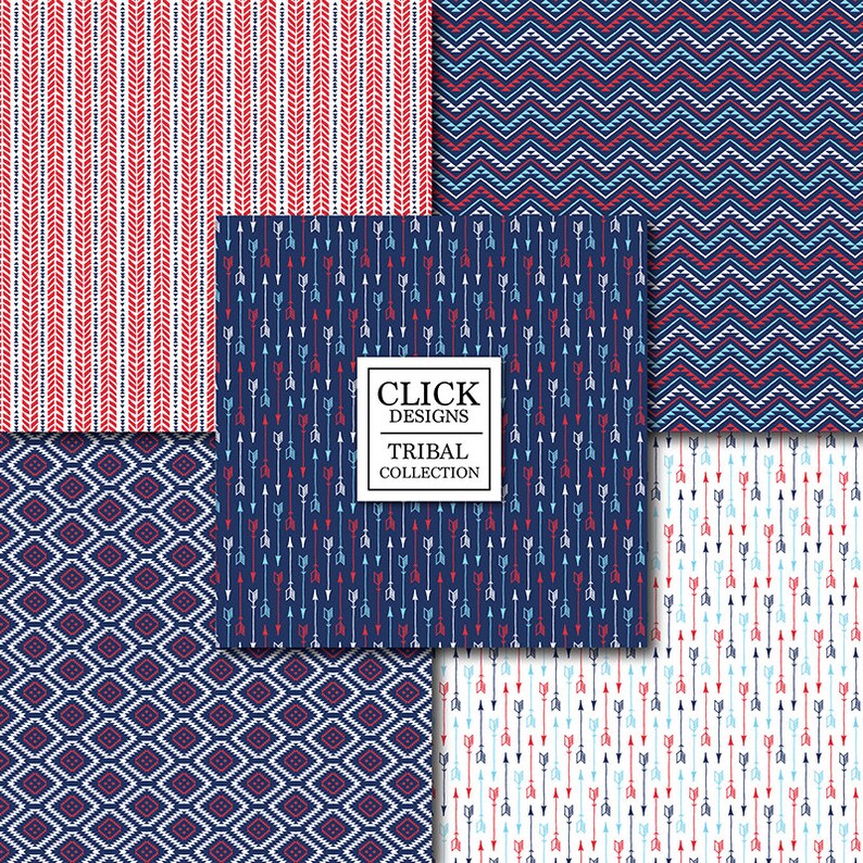 Tribal Nautical Digital Paper: TRIBAL NAUTICAL | Etsy