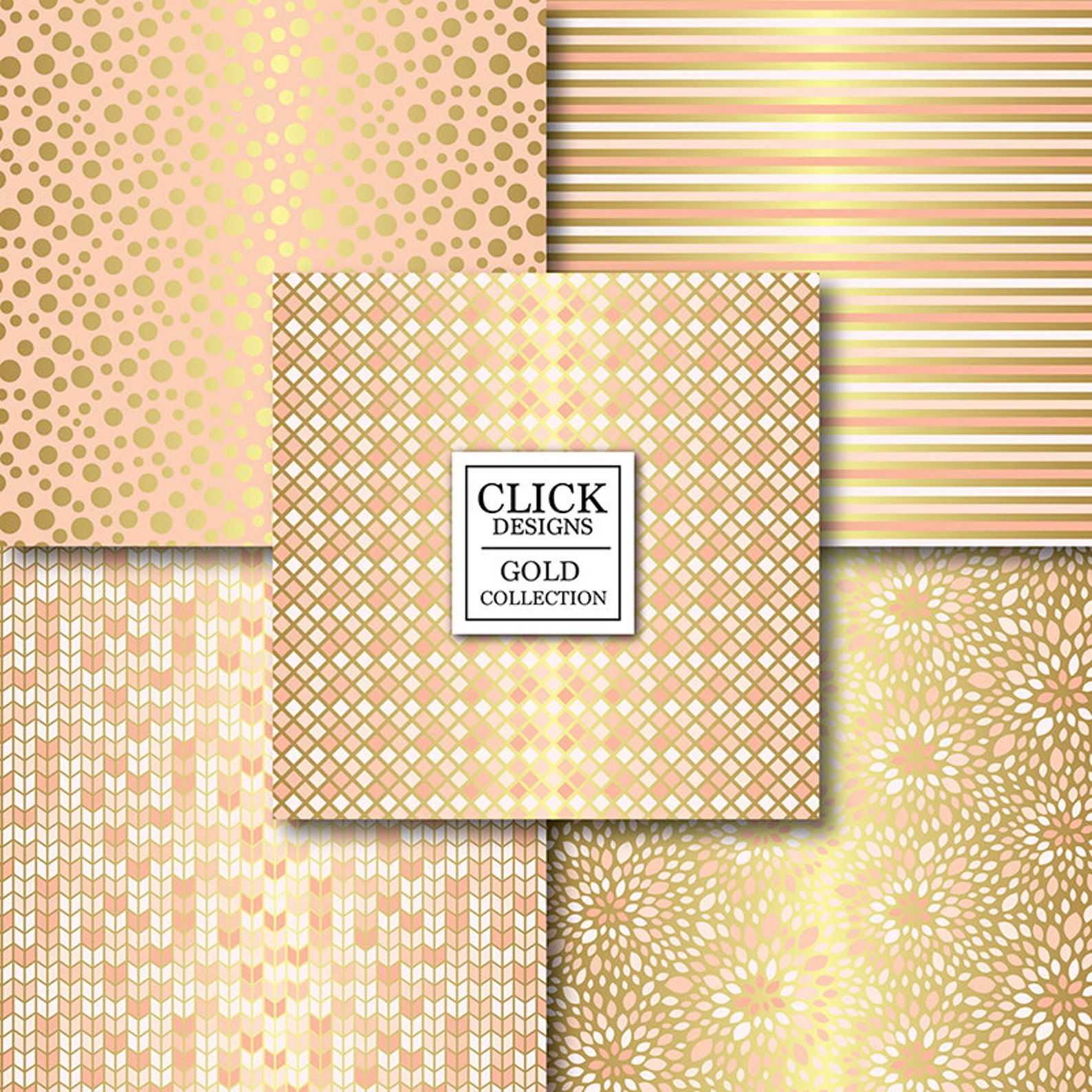Peach & Gold Digital Paper: peach Gold Digital | Etsy