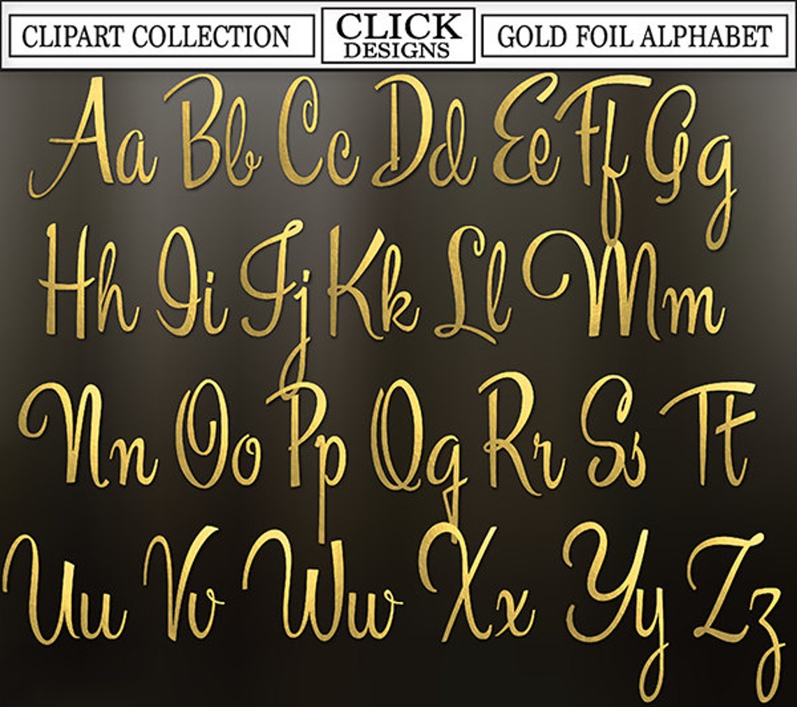 GOLD FOIL ALPHABET Digital Clipart: Letters Numbers Symbols - Etsy