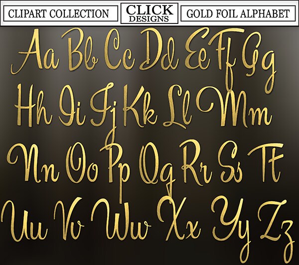 GOLD FOIL ALPHABET Digital Clipart: Letters Numbers Symbols - Etsy