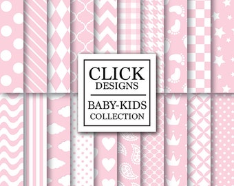 Baby Girl Digital Paper. Its a Girl Patterns Newborn - Etsy