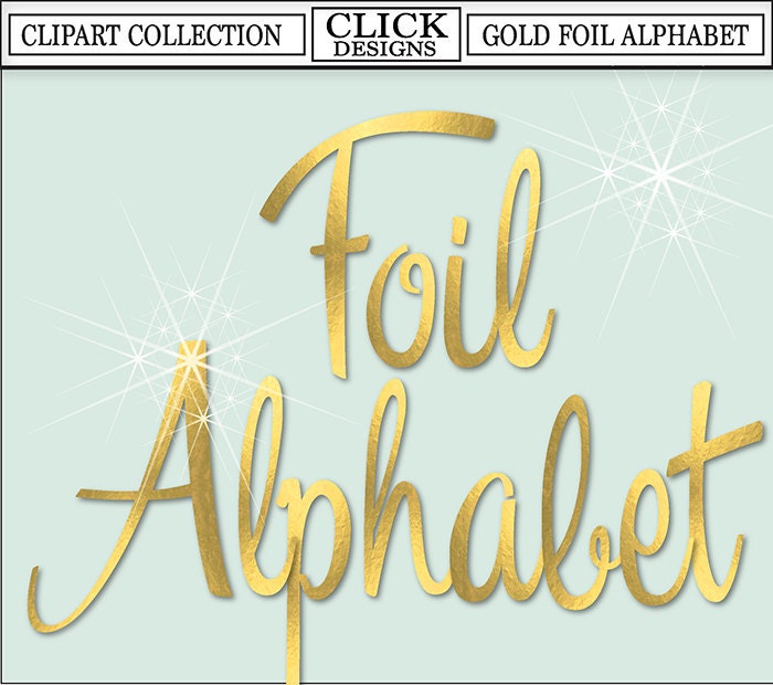 GOLD FOIL ALPHABET Digital Clipart: Letters Numbers Symbols - Etsy