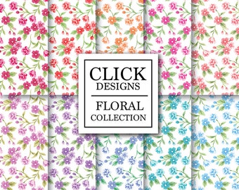 Romantic Floral Digital Paper Flowers Seamless Pattern - Etsy