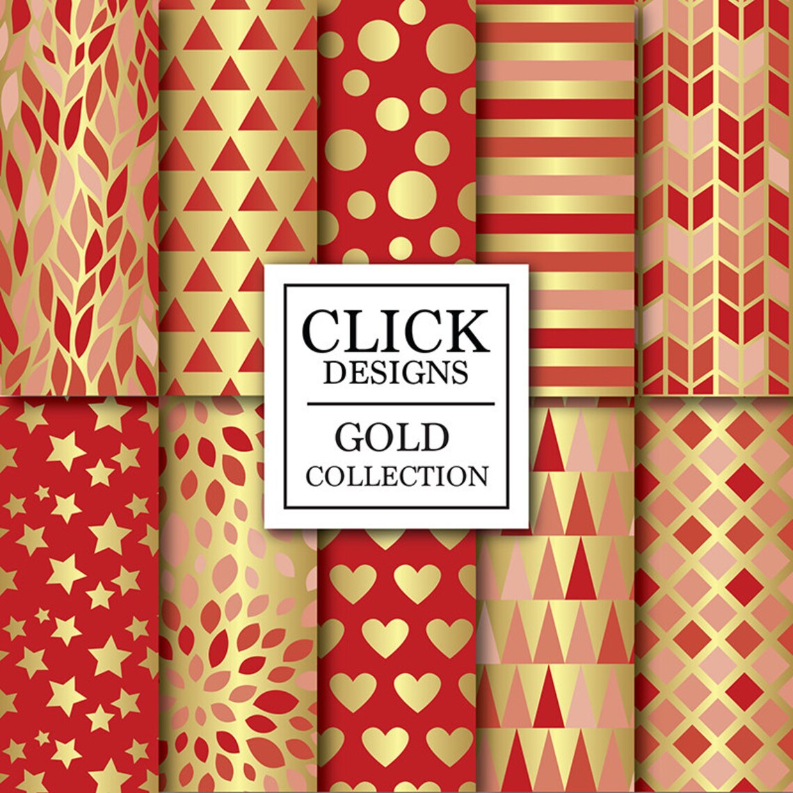 Red & Gold Digital Paper: red Gold Digital | Etsy