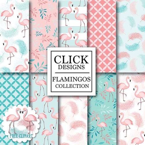 Flamingo Digital Paper: flamingos Birds in Pink | Etsy