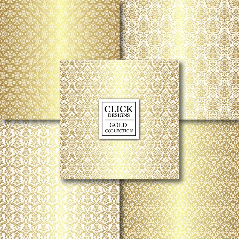 Gold & White Digital Paper: white GOLD Damask - Etsy