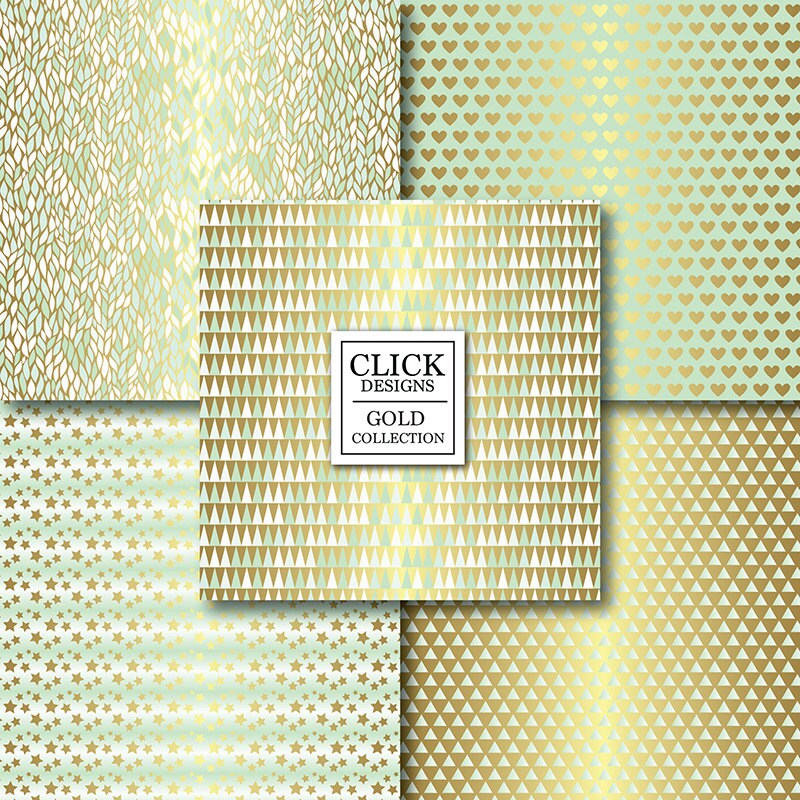Mint & Gold Digital Paper: mint Gold Digital | Etsy