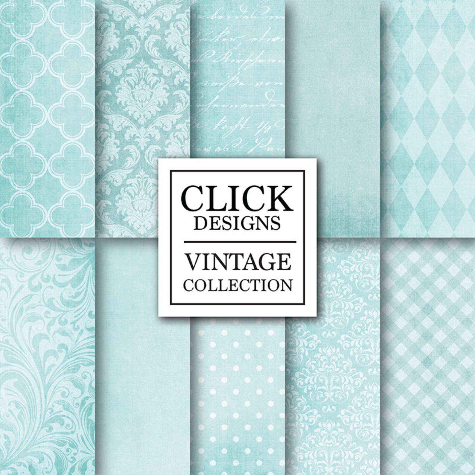 Aqua Blue Digital Paper: turquoise BLUE Textures - Etsy