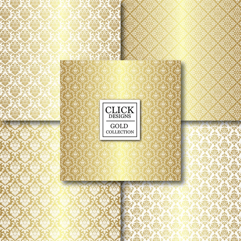 Gold & White Digital Paper: white GOLD Damask - Etsy