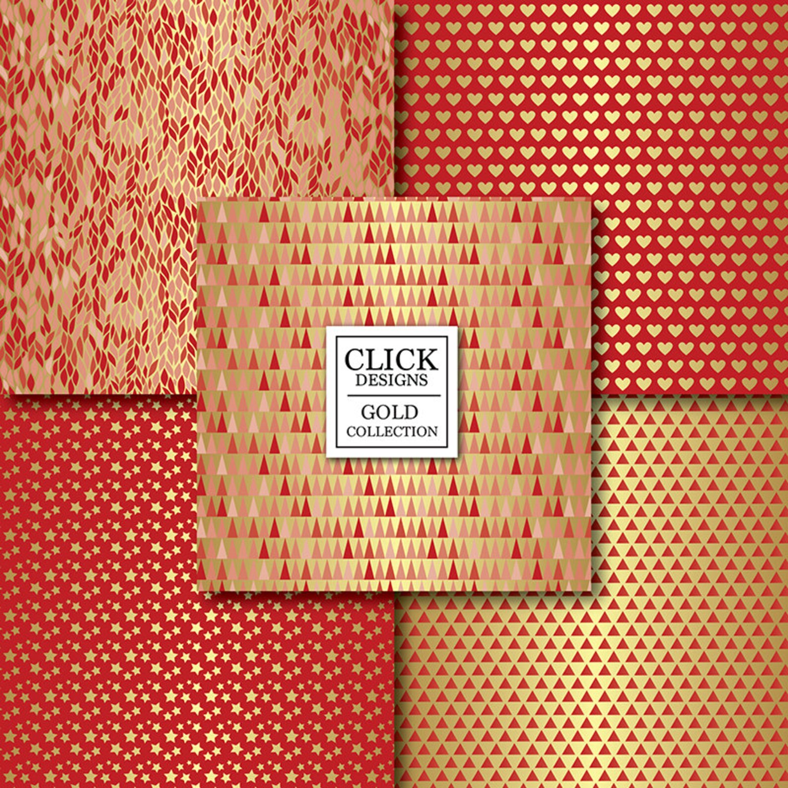 Red & Gold Digital Paper: red Gold Digital | Etsy