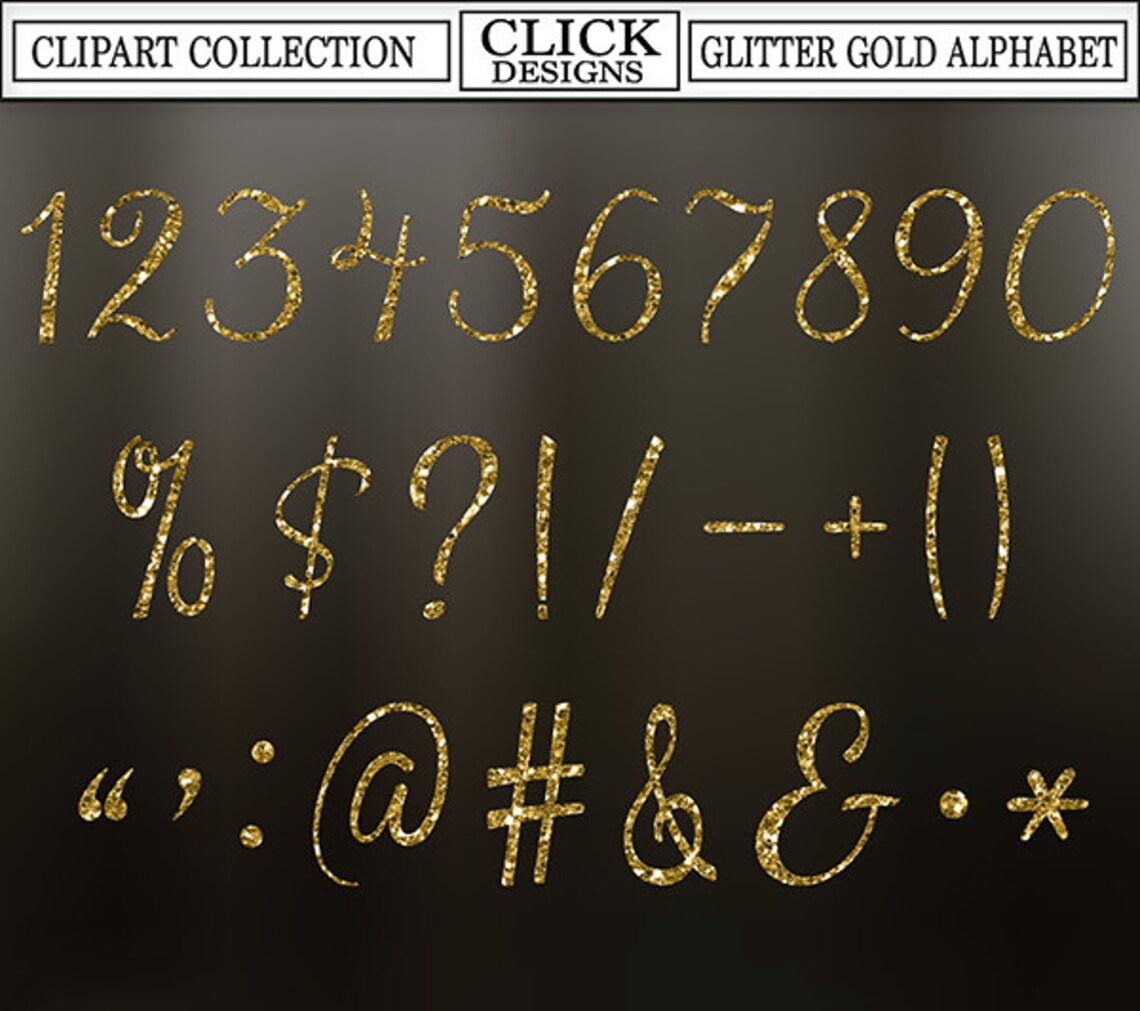 GLITTER ALPHABET Digital Clipart: Letters Numbers Symbols | Etsy Canada