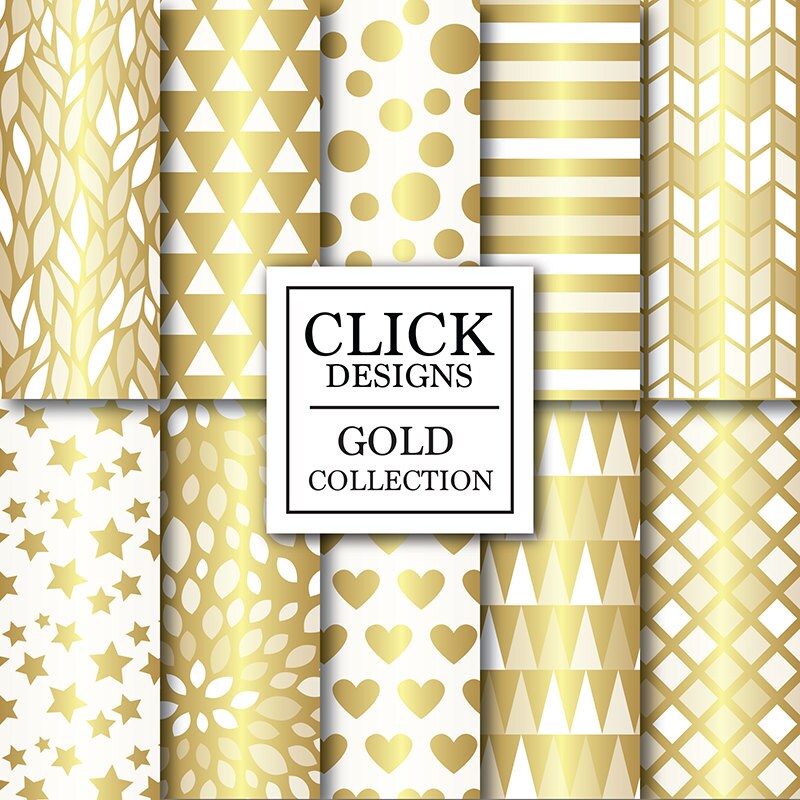 Gold & White Digital Paper: white Gold Digital - Etsy