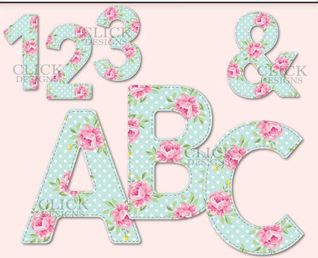 SHABBY TEAL ALPHABET Digital Clipart: Letters, Numbers, Symbols ...