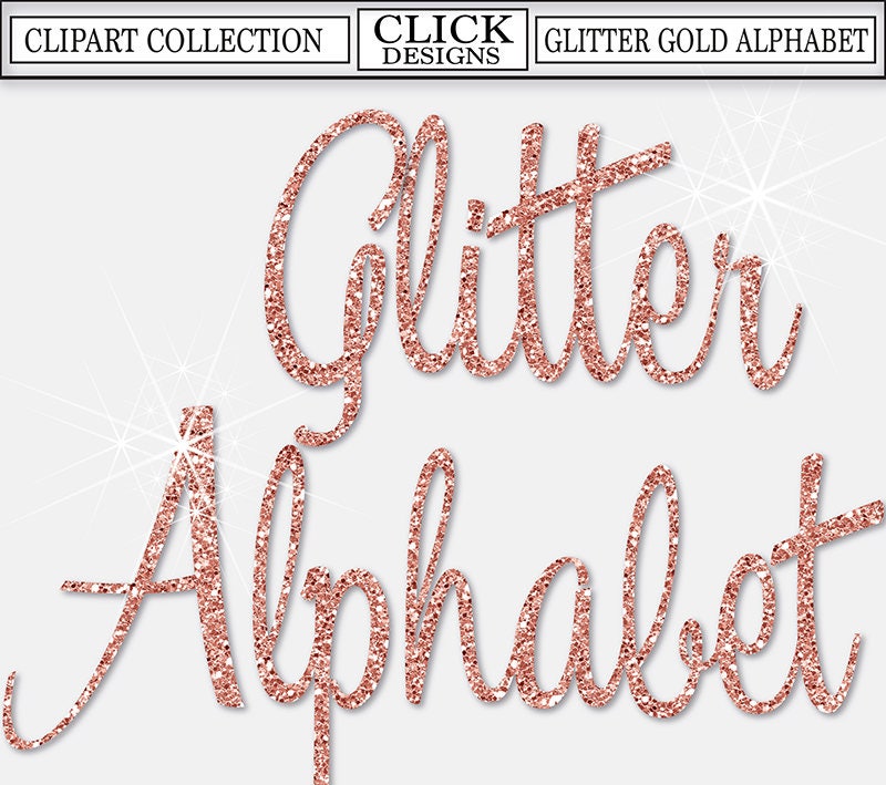 GLITTER ROSE GOLD Alphabet Digital Clipart: Letras Números | Etsy
