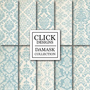 Damask Digital Paper: damask NAVY Blue Digital Papers With Vintage ...