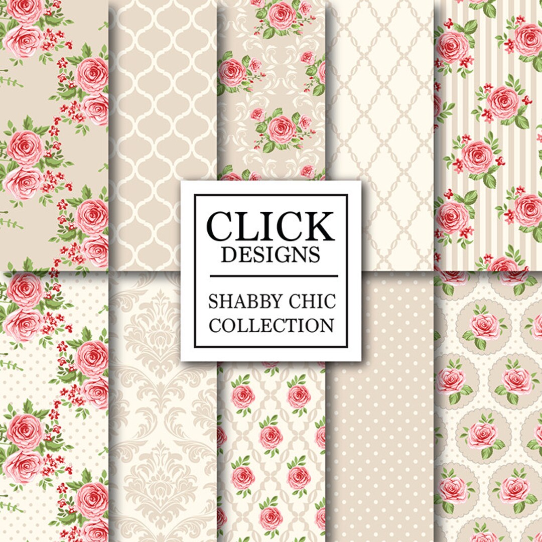 Shabby Chic Digital Paper: shabby CHIC Beige Floral Scrapbook ...