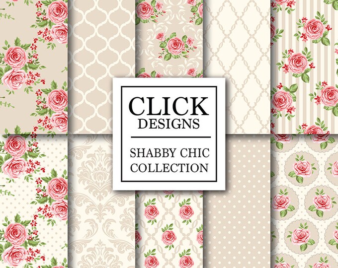 Shabby Chic Digital Paper: shabby CHIC Beige Floral Scrapbook ...
