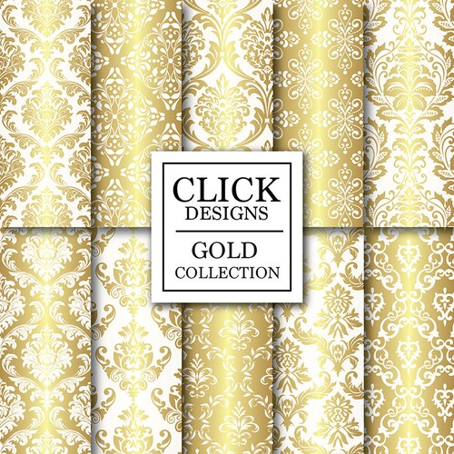 Gold & White Digital Paper: white GOLD Damask - Etsy