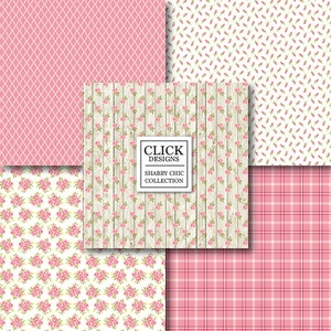 Shabby Chic Digital Paper: shabby CHIC Pink Floral Scrapbook Background ...