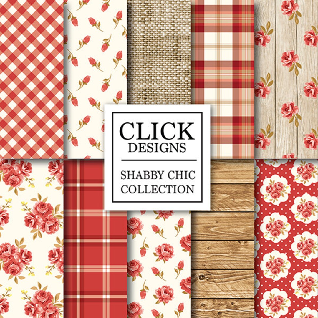 Shabby Chic Digital Paper: shabby CHIC Red Floral Scrapbook Background ...