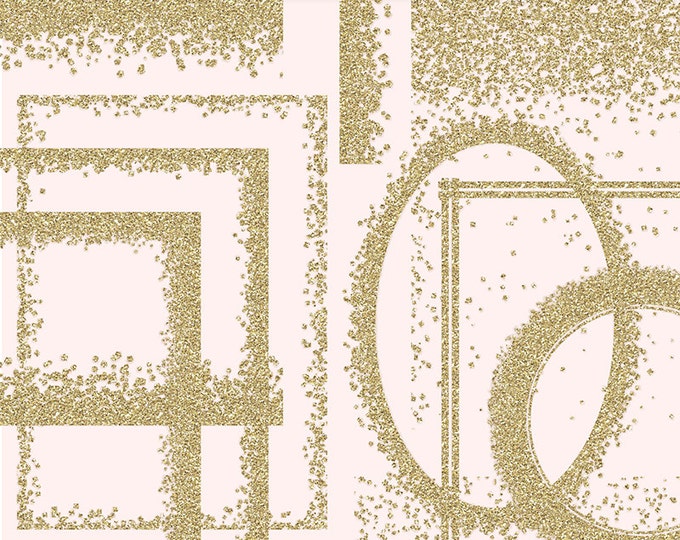 GLITTER GOLD FRAMES Clipart: Printable Glitter Gold Confetti Frames ...
