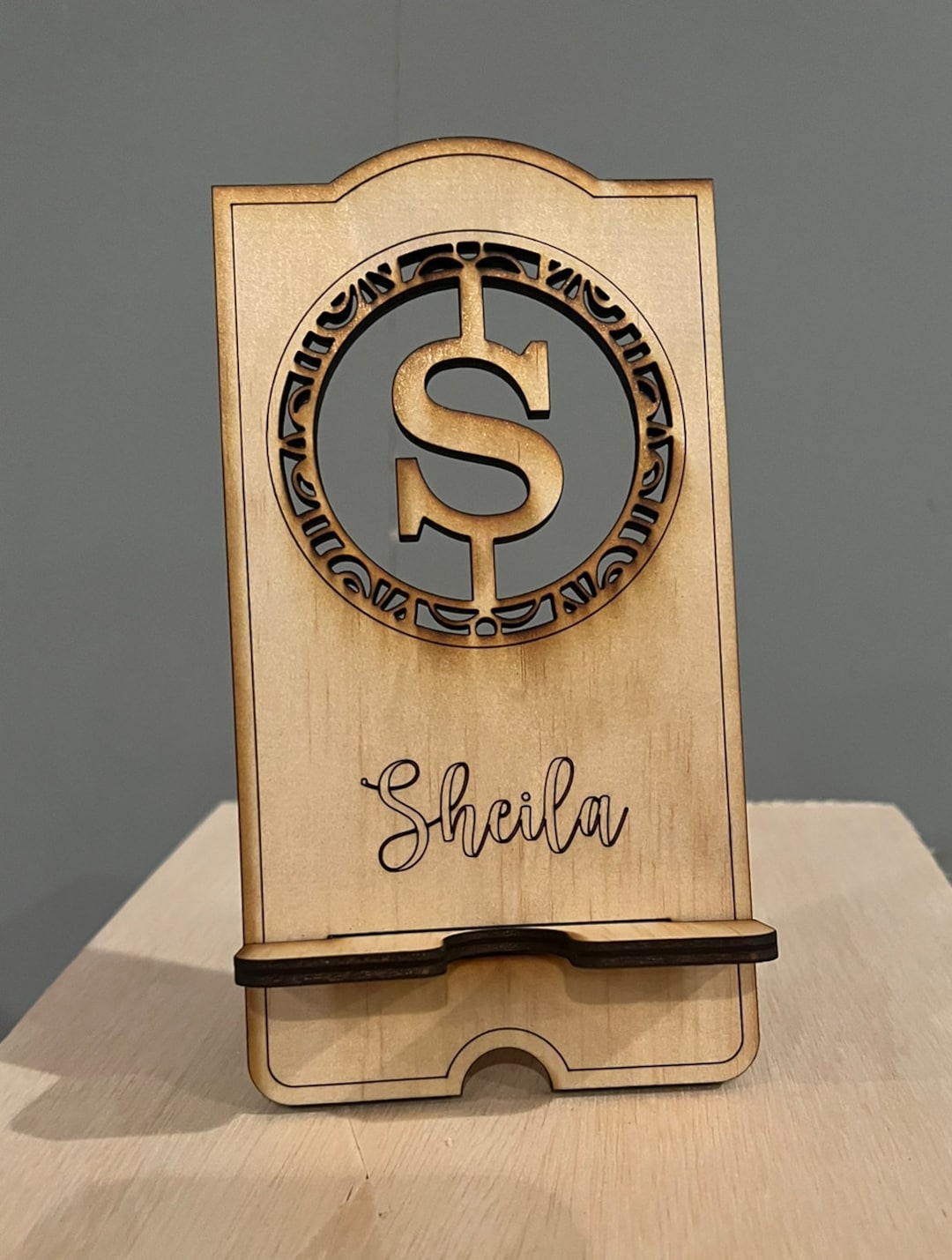 Personalized Cell Phone Holder, Wood Stand Laser Cut Unfinished ...