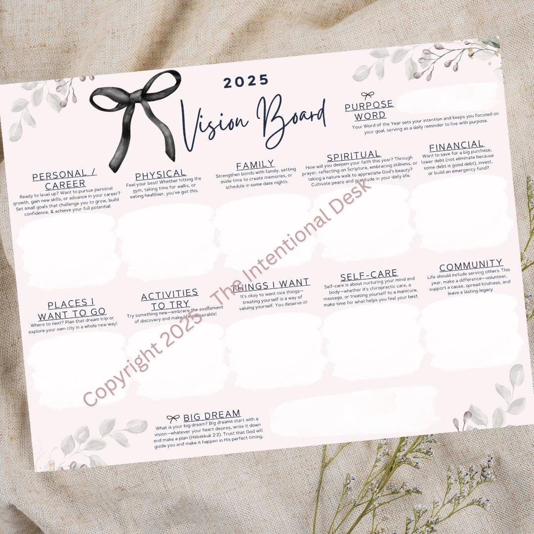 2025 Vision Board Tool | Printable Goal Planner | New Year Goal Setting ...