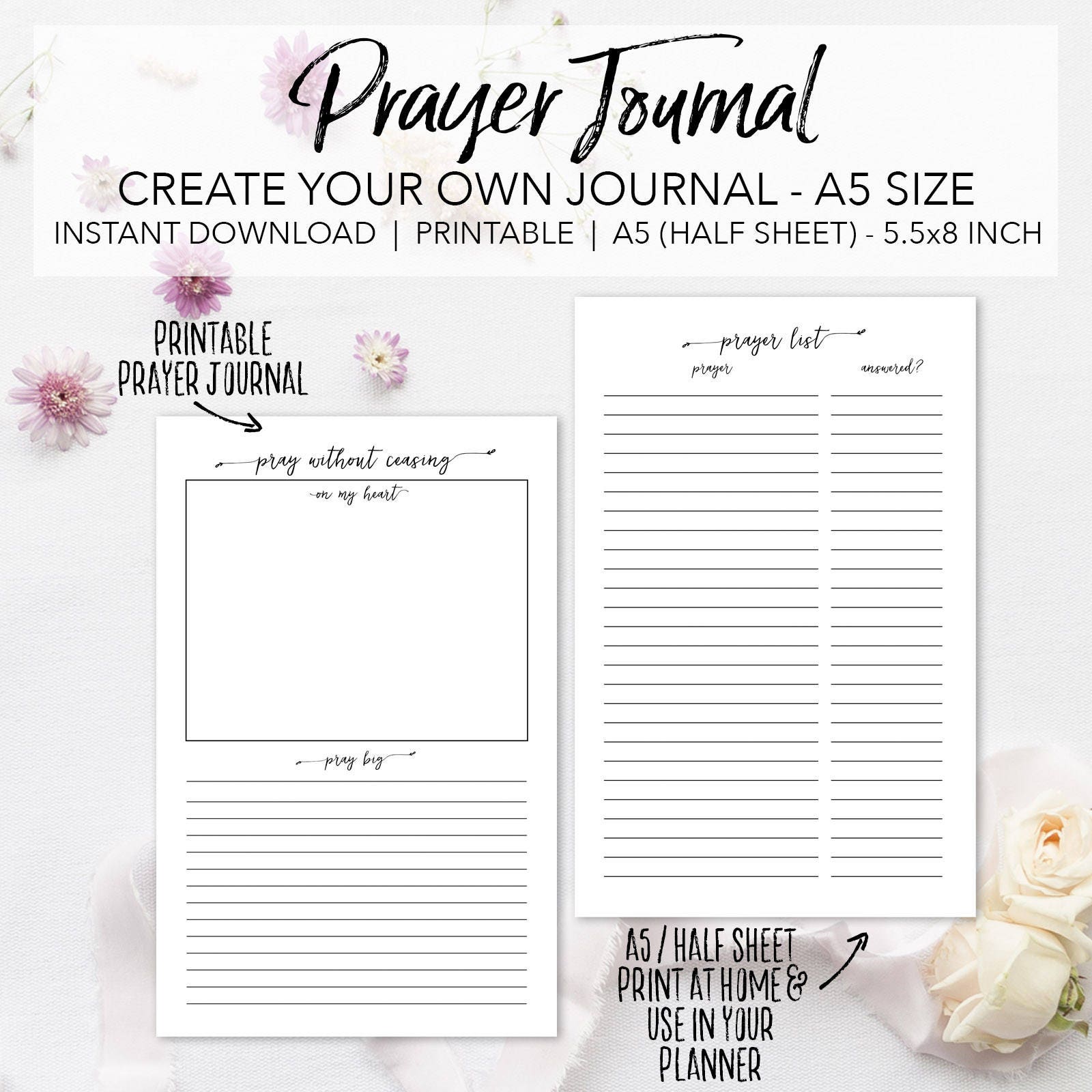 Prayer Journal Planner Insert Pages - Create Your Own Faith Journal ... Prayer Journal Planner Insert Pages - Create Your Own Faith Journal ...