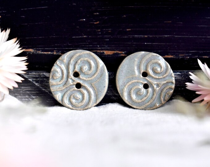 Celtic Spiral Button in Sage Green, Button, Ceramic Buttons, Celtic ...