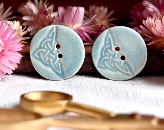 Celtic Knot Button in Norse Blue, Button, Ceramic Buttons, Celtic ...
