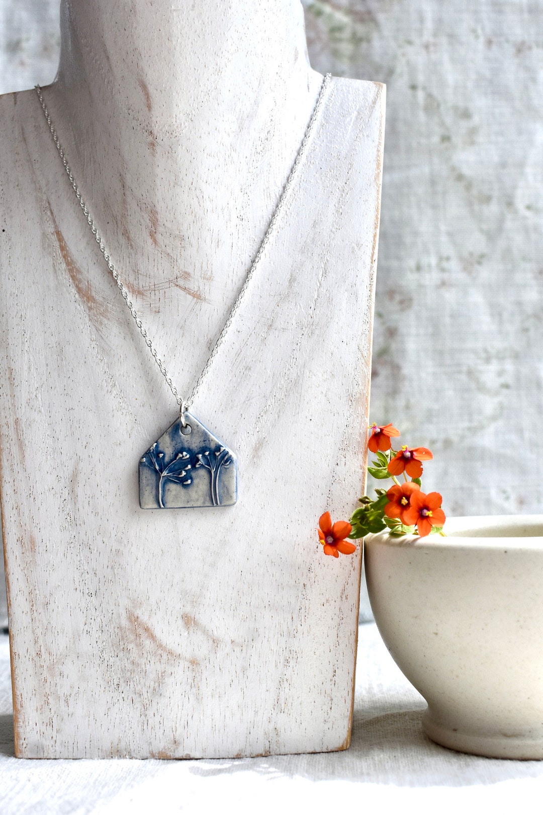 Botanical House Pendant/necklace, Ceramic Pendant With or Without ...