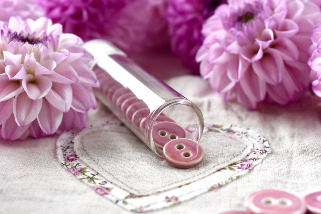 Ceramic Button in Vintage Pink, 14mm or 16mm Button, Ceramic Button ...