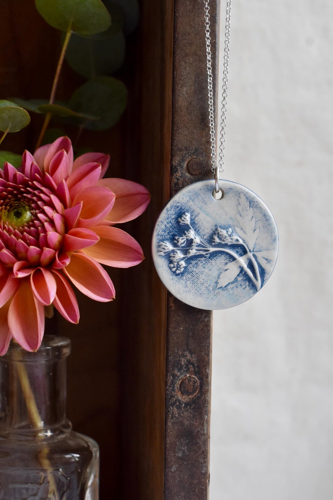 Botanical Pendant/necklace, Ceramic Pendant With or Without Sterling ...