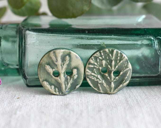 Botanical Button, Ceramic Button, Sew on Buttons, 18mm Buttons, Ceramic ...