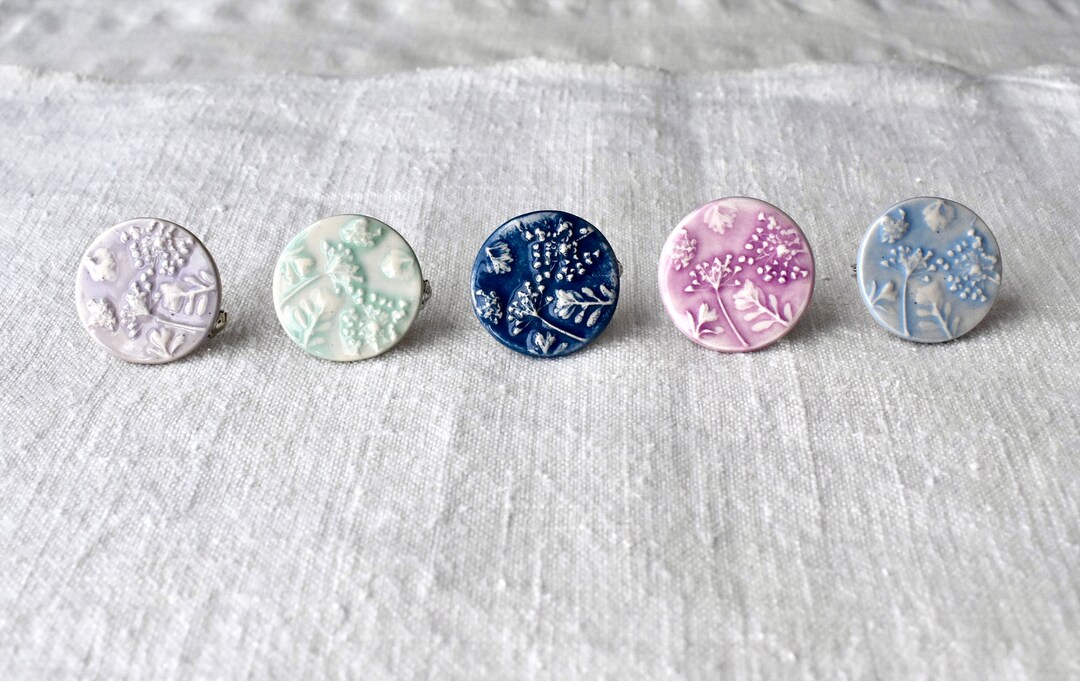 Botanical Brooch, Assorted Designs, Brooch, Round Ceramic Brooch ...
