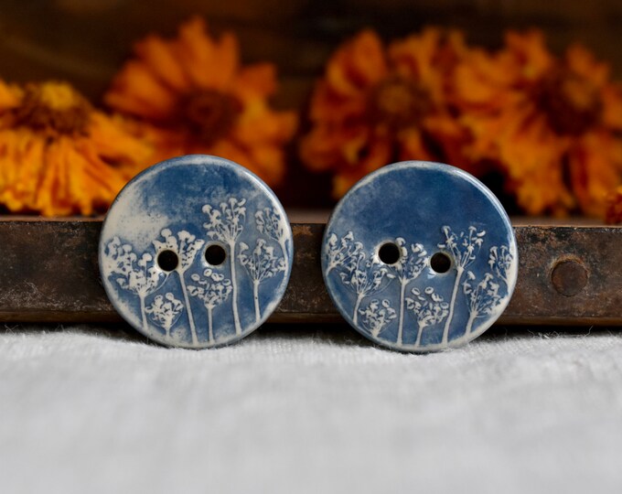 Botanical Button, Ceramic Button, Sew on Button, Button, Fennel Button ...