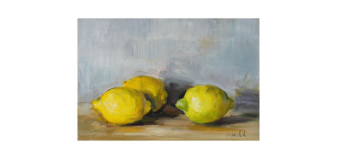 Spanish Lemons - Original Oil Painting, Kitchen Fruits Vegetables ...