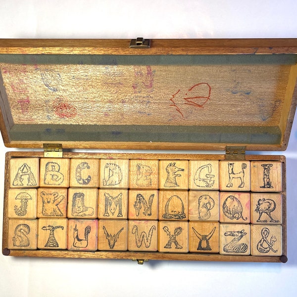 Wood Alphabet Stamp Set - Etsy