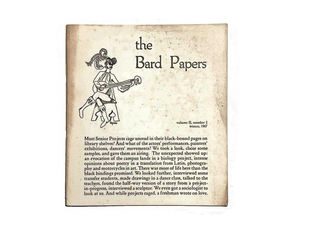 1967 Bard College Literary Magazine: the Bard Papers Vol. II - Etsy