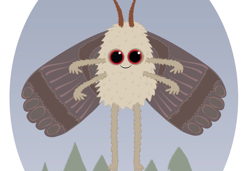 Mothman Children's Art Marv the Mothman Flying in Sky Above Trees ...