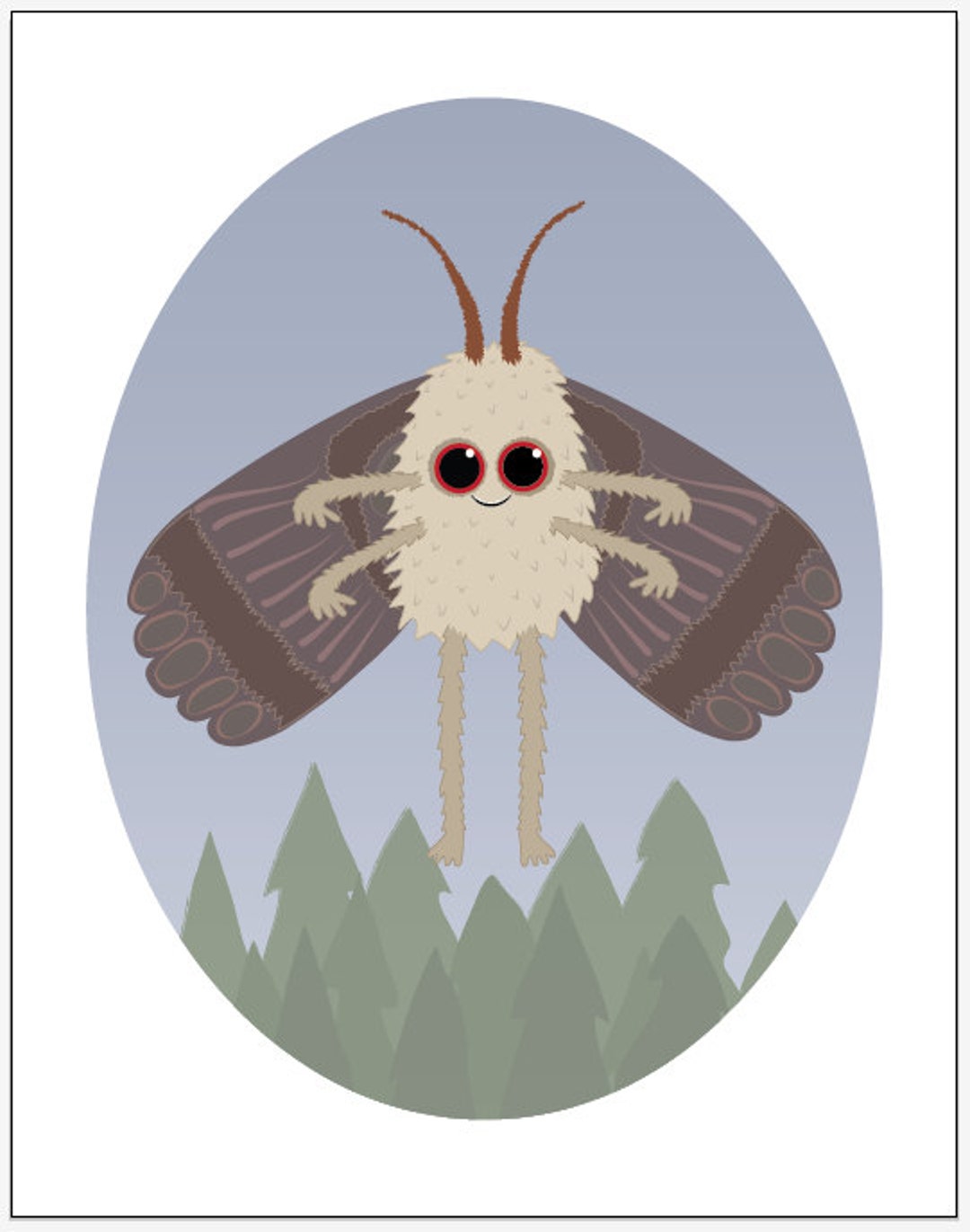 Mothman Children's Art Marv the Mothman Flying in Sky Above Trees ...