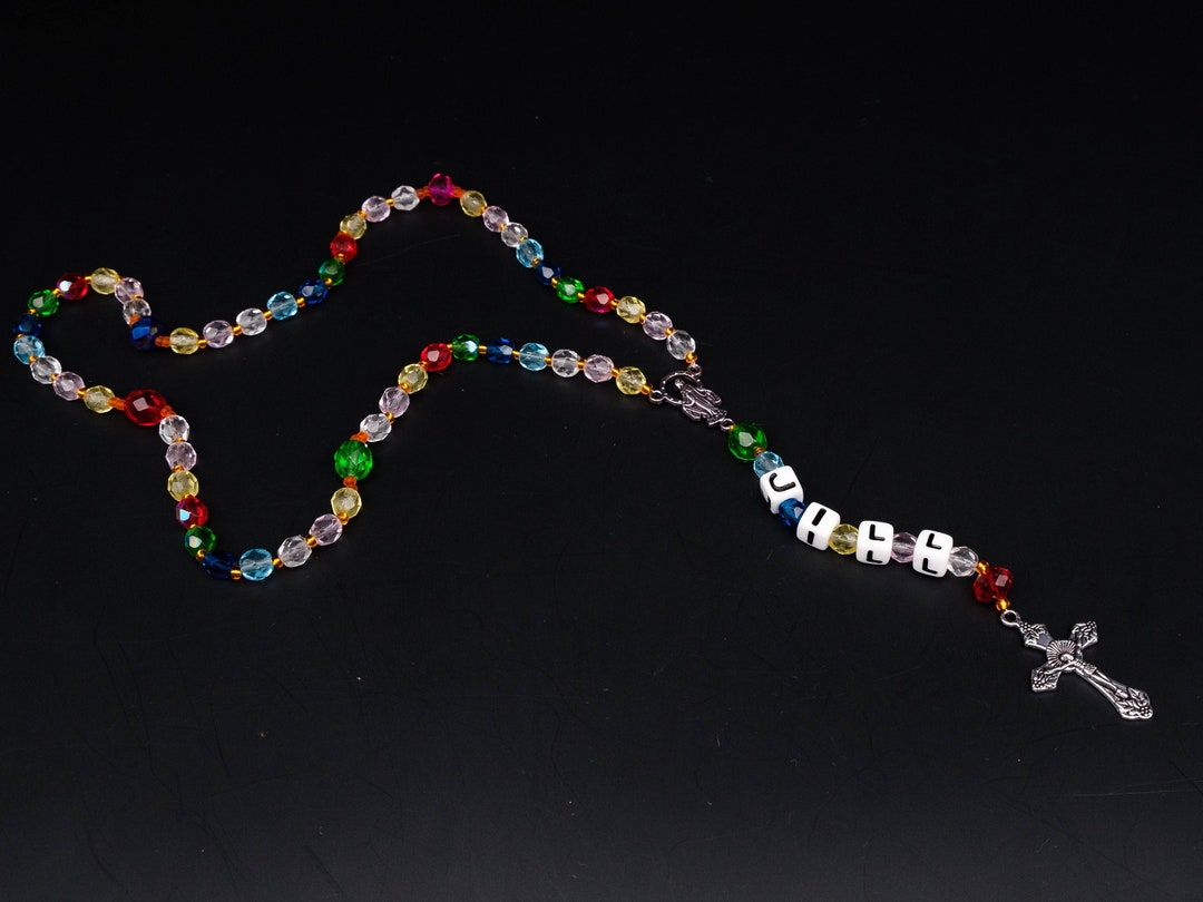 Rosary Rainbow Personalized Handmade Baptism Communion - Etsy