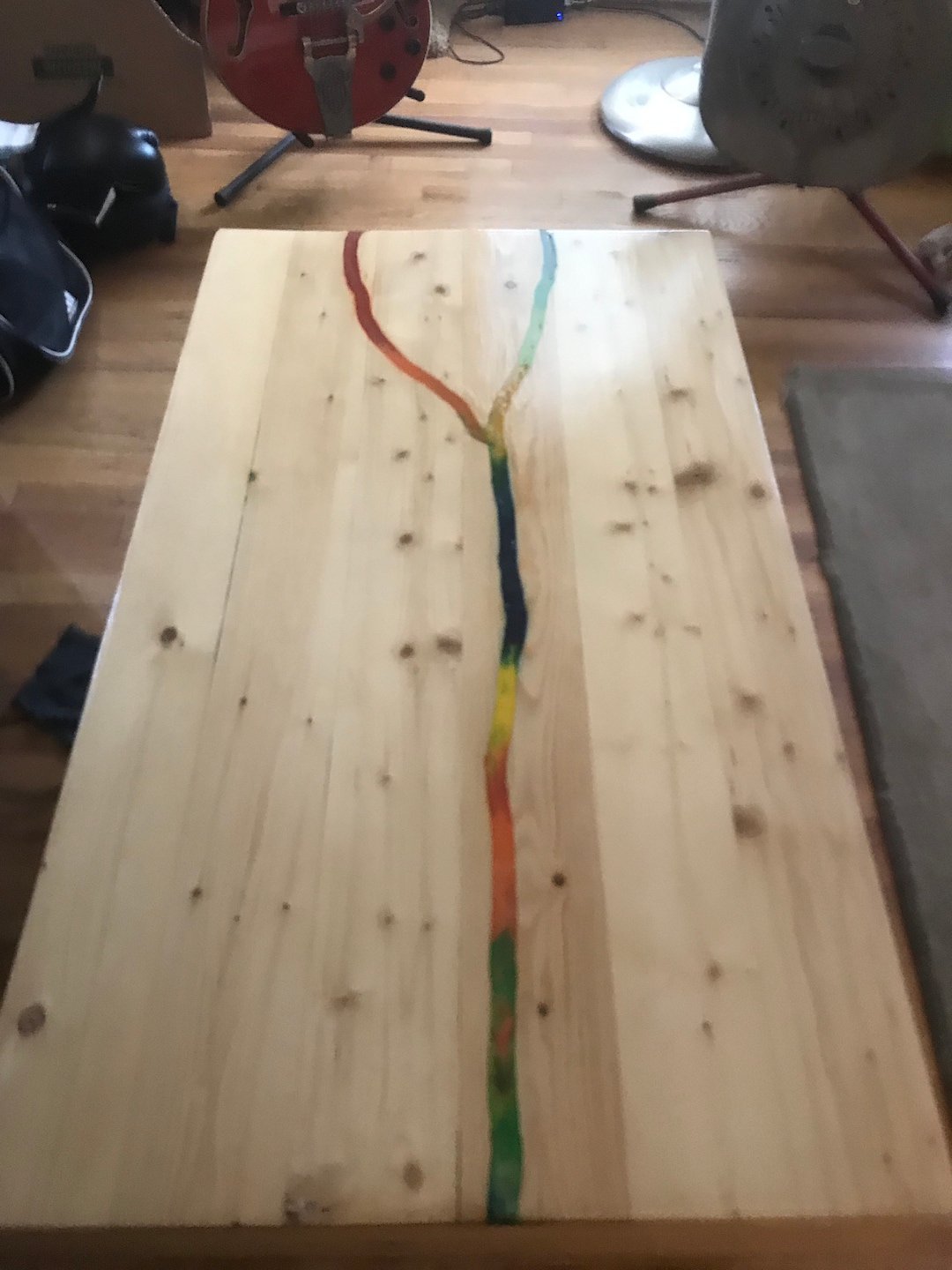 Wood Routed Coffee Table With Crayon River Inlay, Crayon Waterfall ...