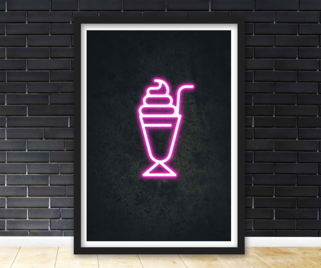 Milkshake | Neon Light Effect Poster | Personalised Gifts | Gallery ...