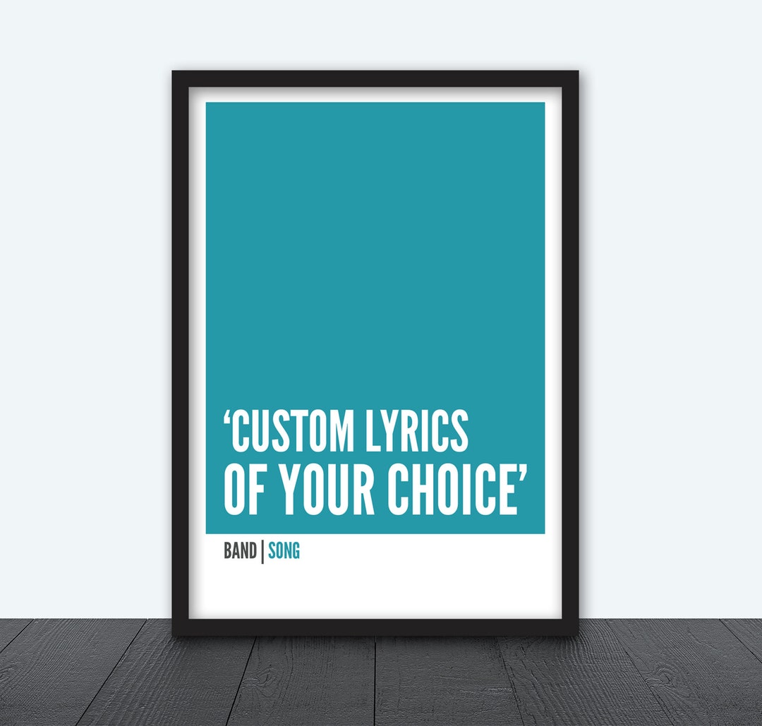 Custom Lyric Posters - Any Song, Any Colour - Music Print With Framing ...