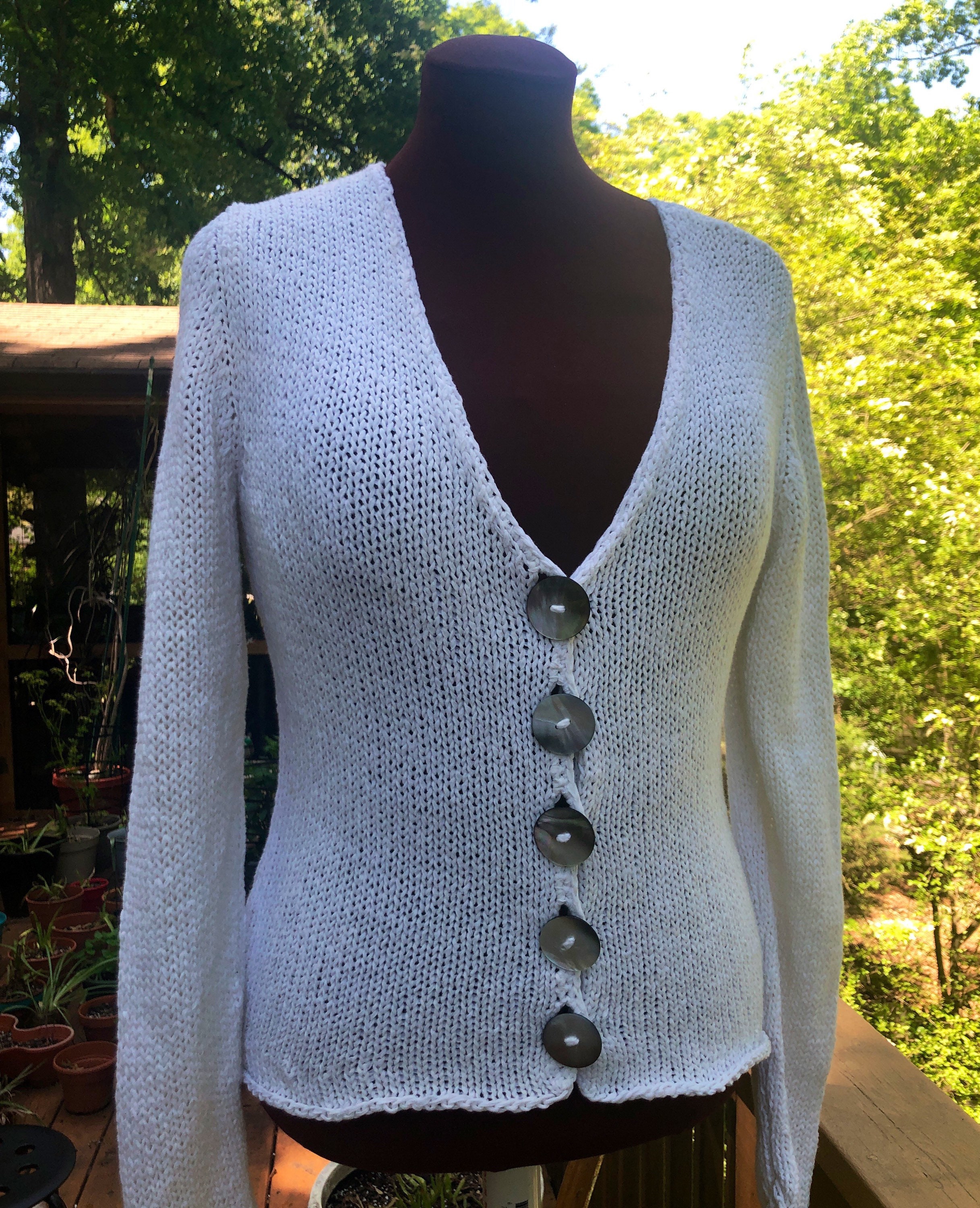 Pure Handknit Cotton Designer Cardigan - Etsy Ireland