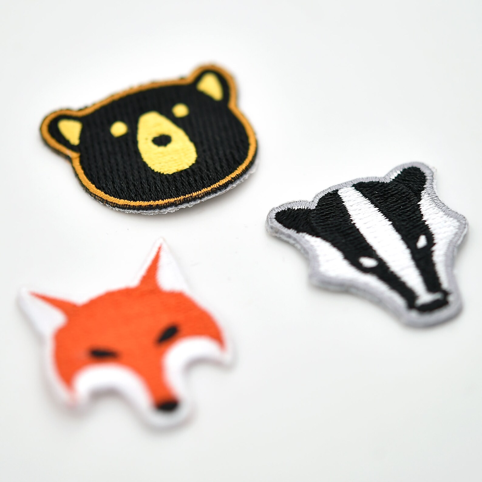 Bear, Fox and Badger Small Patch-set - Iron On, Badge, Embroidery ...