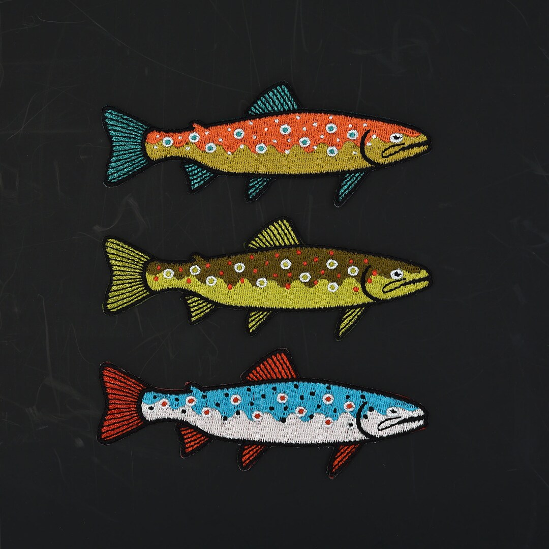 3 Trouts Set - Patches, Iron On, Badge, Embroidery, Patches, Animals ...