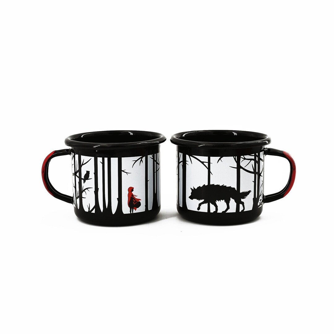 Red Riding Hood Enamel Mug - Camping Mug, Fairy Tale, Wolf, Forest ...